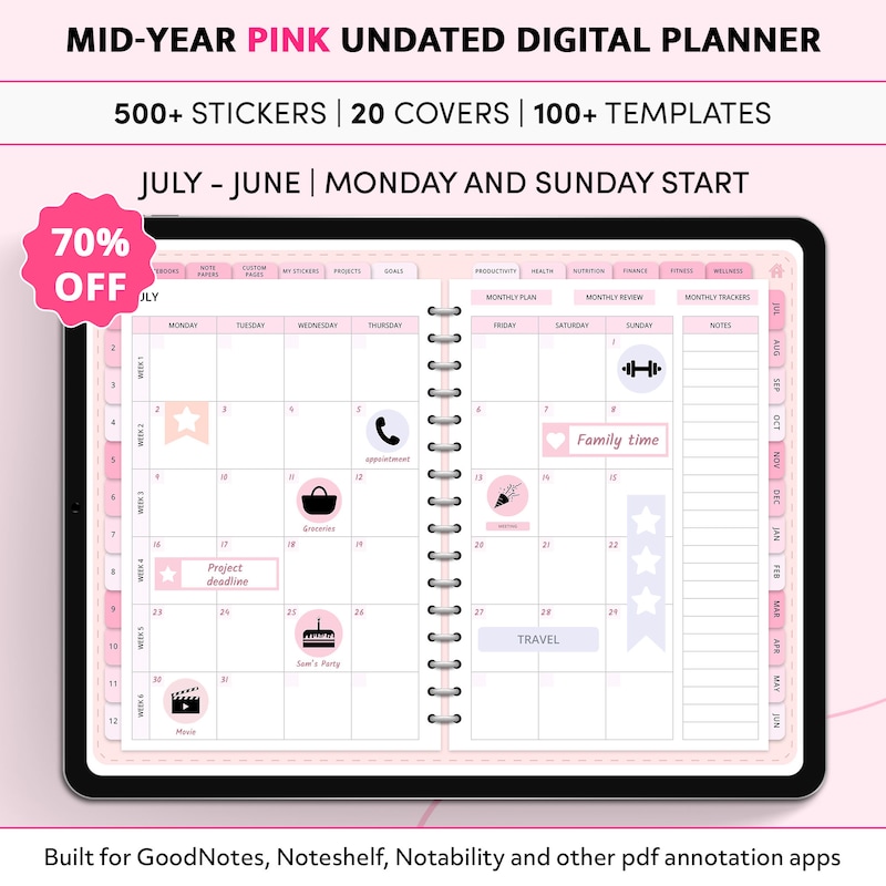 Undated Digital Planner - Etsy