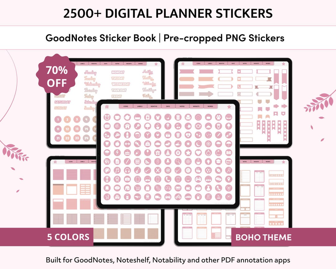 Boho Digital Planner Stickers for Goodnotes and Other Note-taking Apps ...