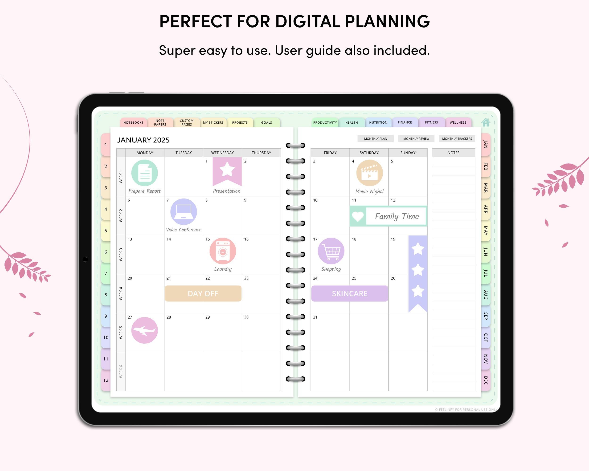 Rainbow Digital Planner Stickers, Goodnotes Sticker Book, Pastel iPad ...