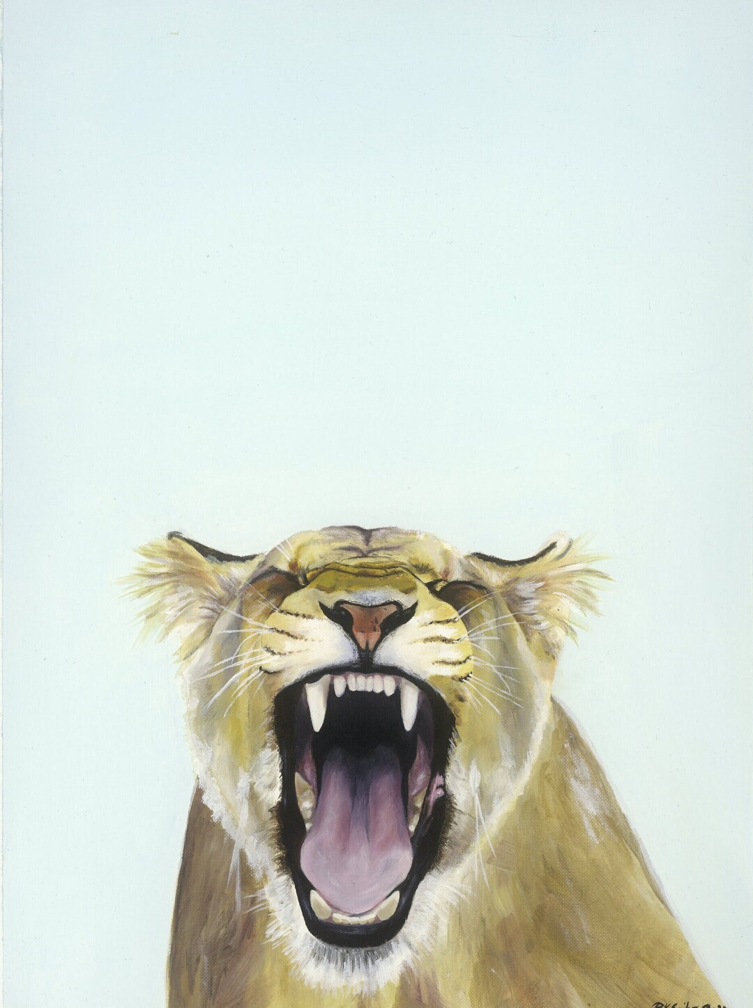 YAWNING / LAUGHING LIONESS Print, Canvas Paper Oil Artwork, Lion Animal ...