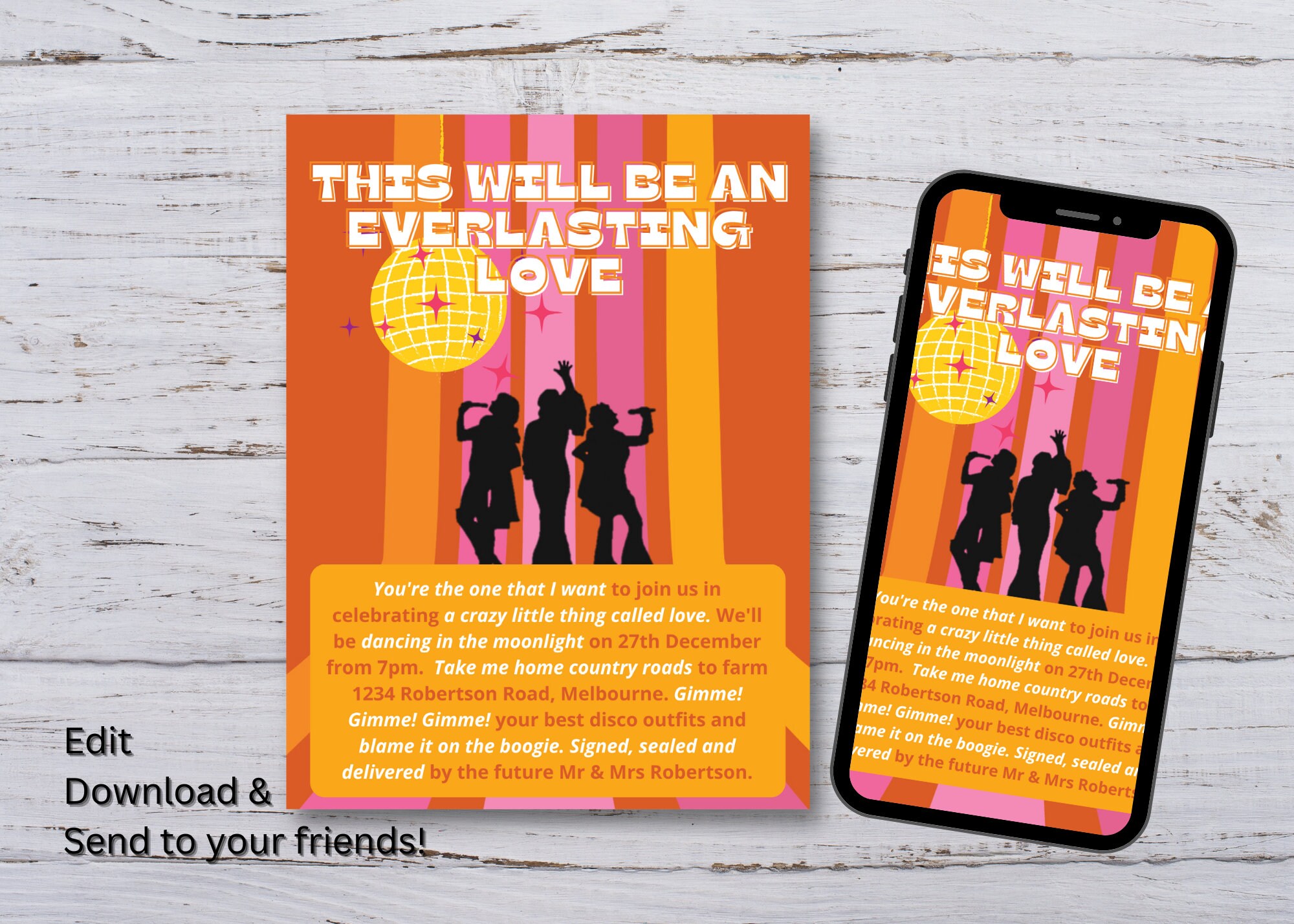 Digital Engagement Party Invitation, Disco Invitation, Birthday ...