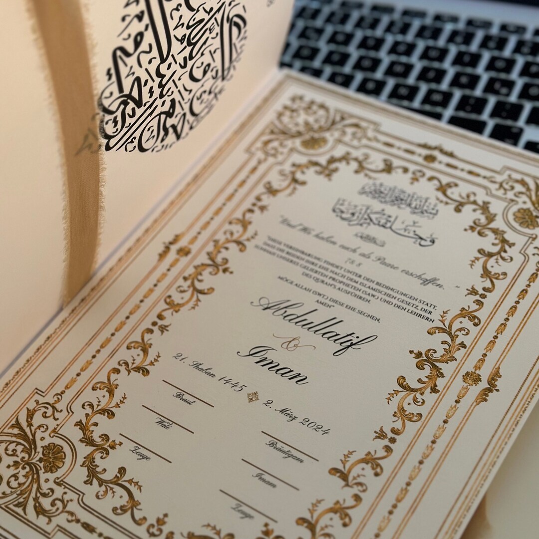Certificates, A3 Documents, Islamic Marriage, Printed, Nikah ...