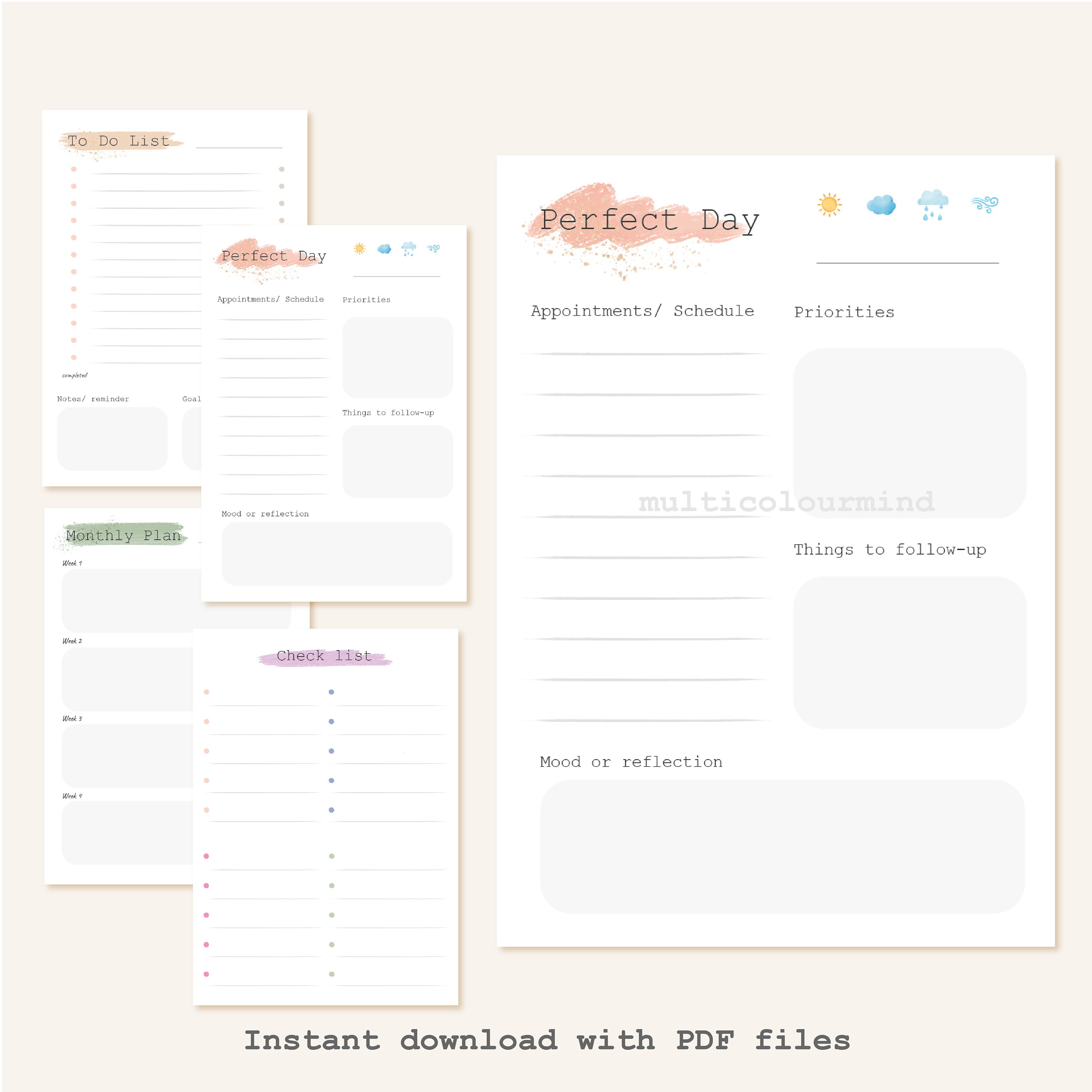 Printable to Do List, Daily Task List, Monthly Planner, Check List, A4 ...