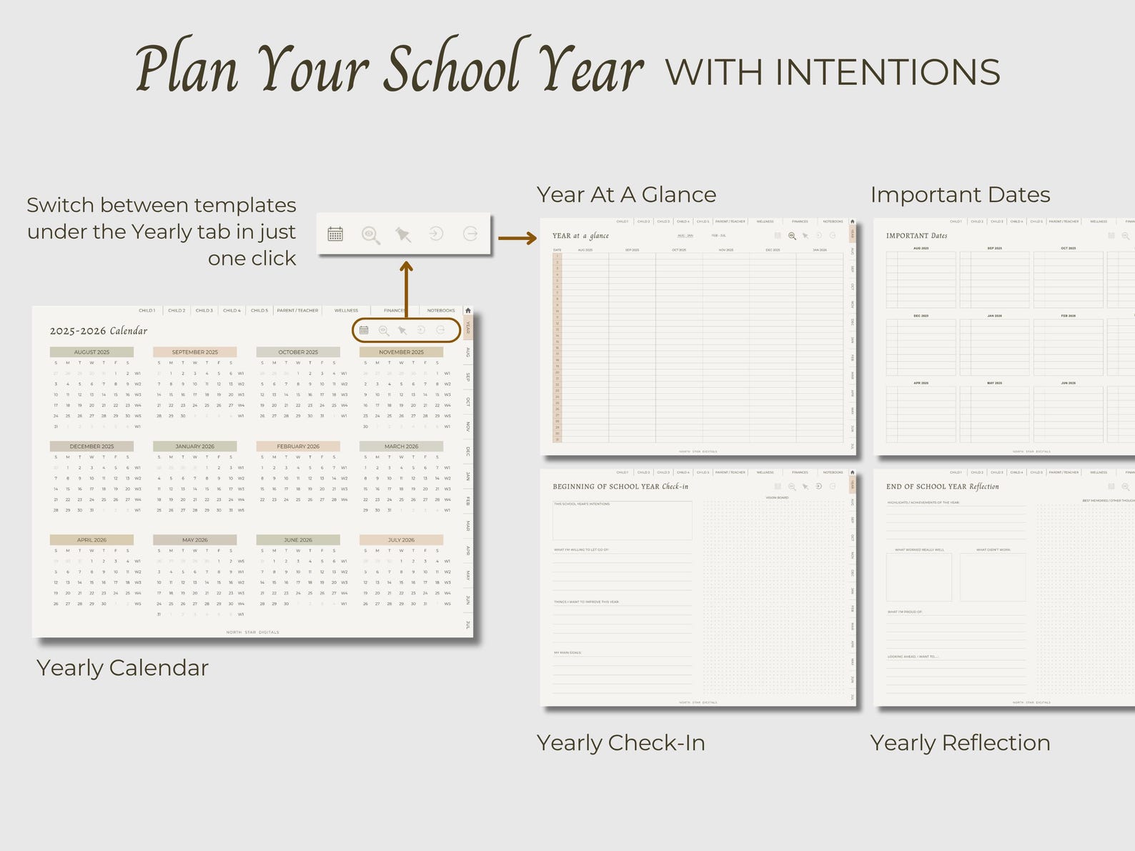 Digital Homeschool Planner 2025 - 2026, K-12, up to 5 Kids, Academic ...