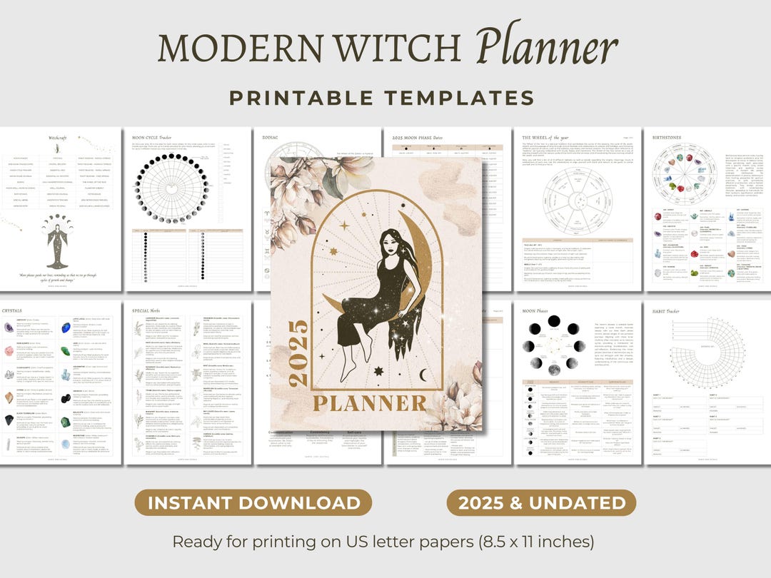 Modern Witch Planner Printable: 2025 Dated & Undated (8.5x11") - Etsy