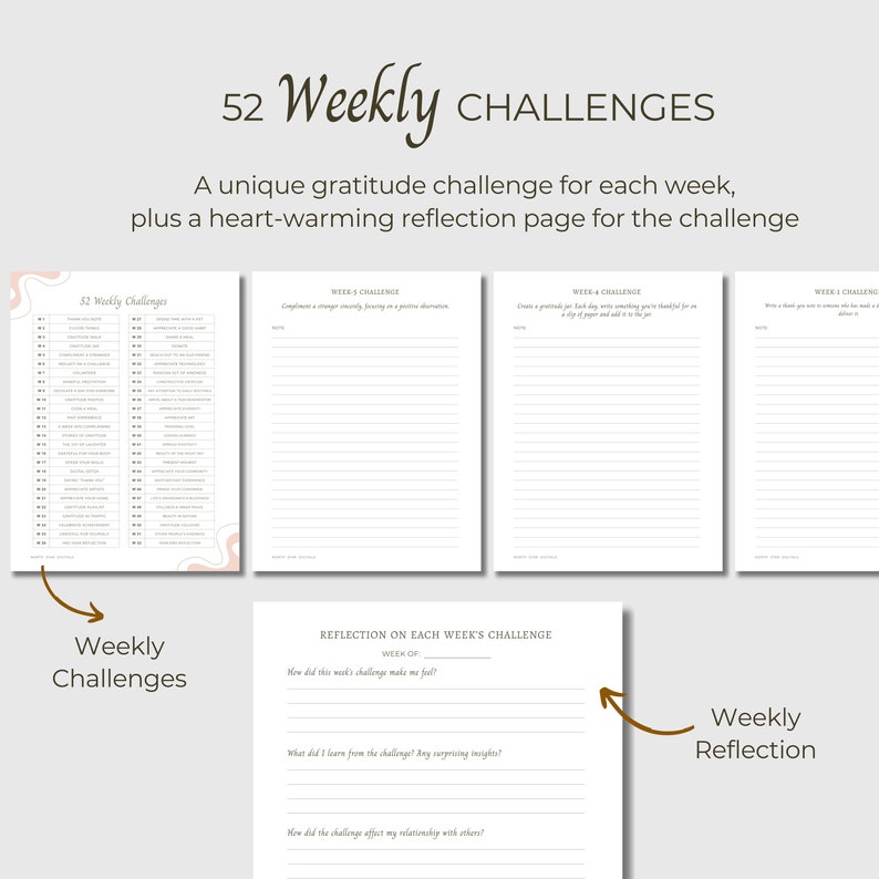 Gratitude Journal Printable Template, Guided Journal Prompts, 5-minute ...