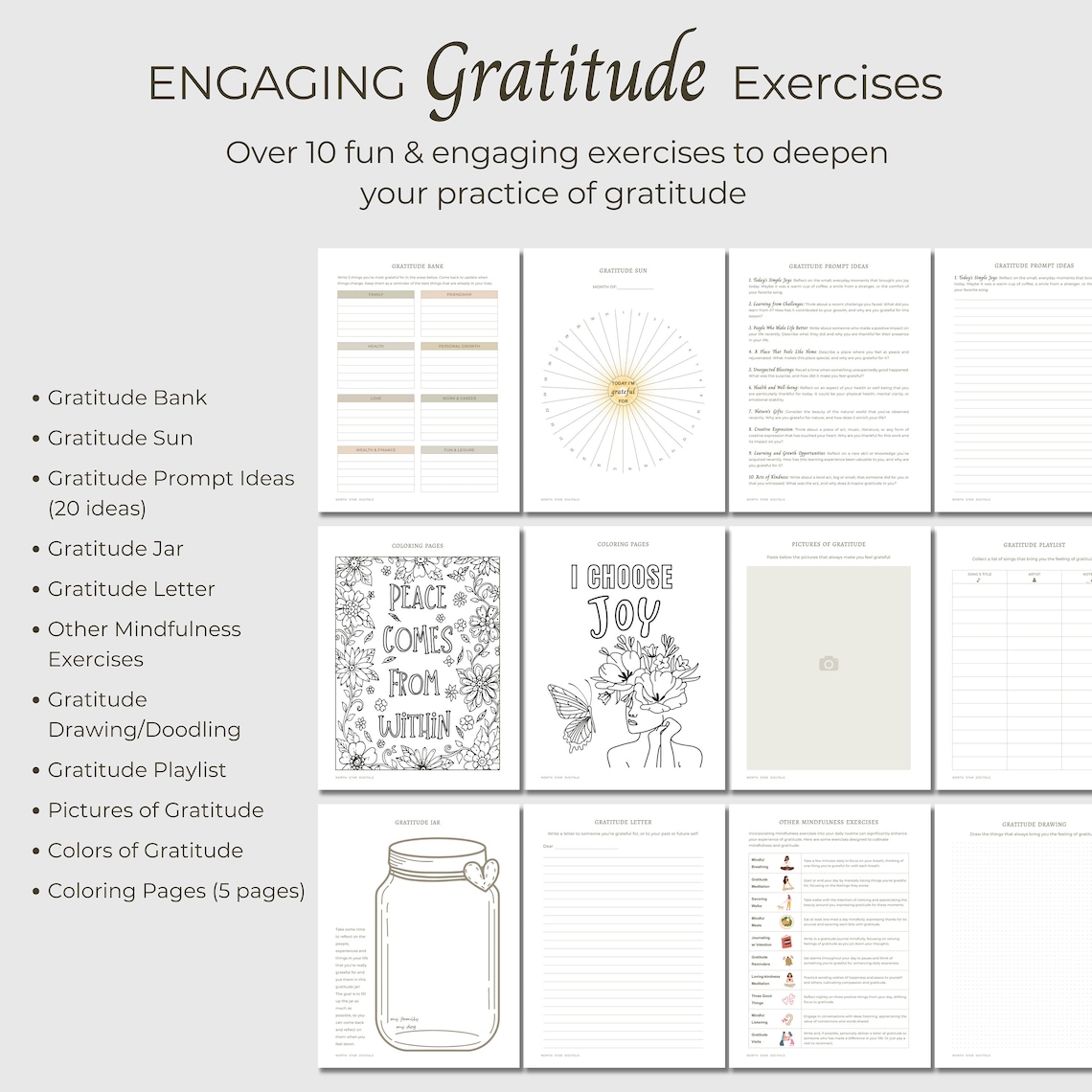 Gratitude Journal Printable Template, Guided Journal Prompts, 5-minute ...