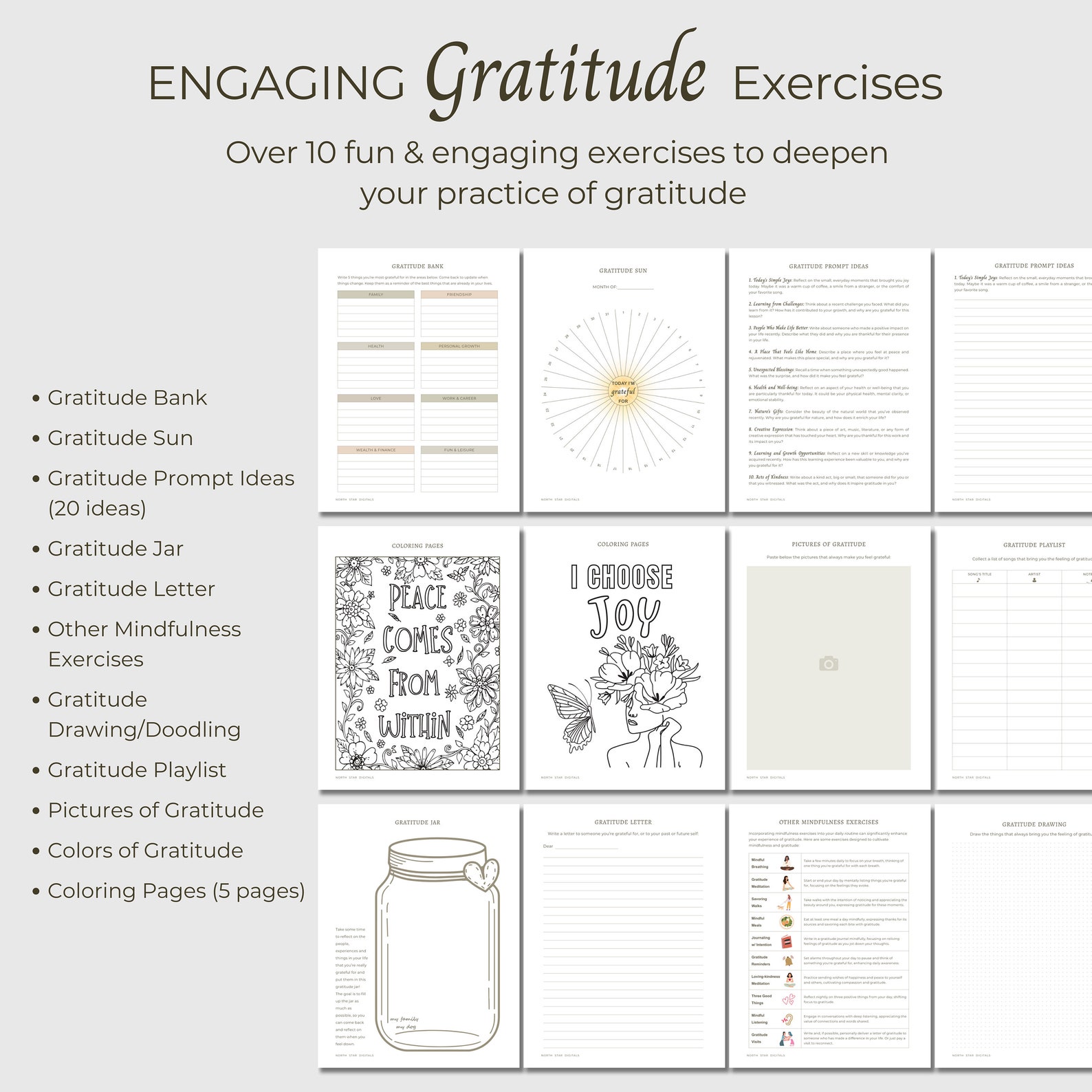 Gratitude Journal Printable Template, Guided Journal Prompts, 5-minute ...