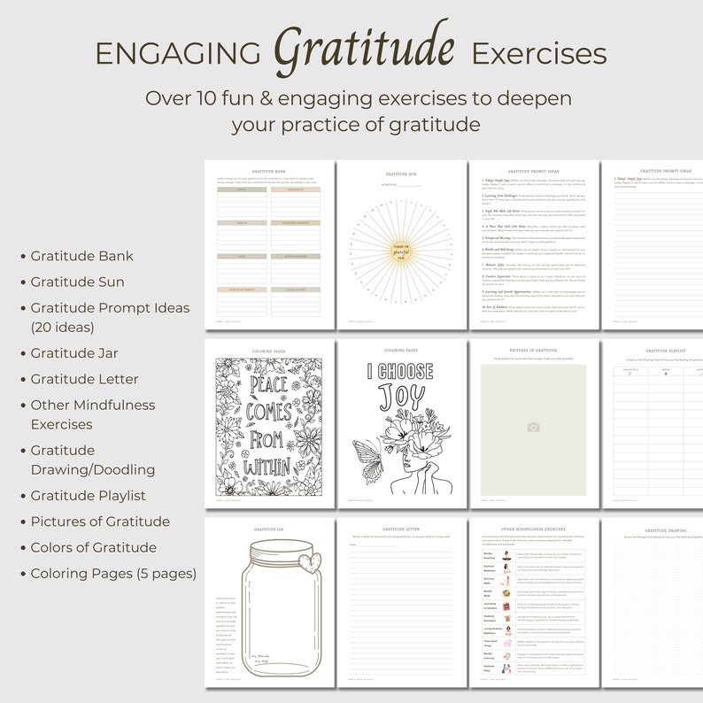 Gratitude Journal Printable Template, Guided Journal Prompts, 5-minute ...