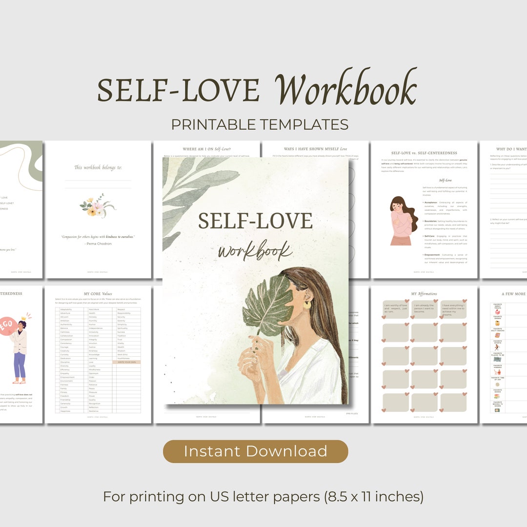 Self-love Workbook Printable Templates, Self-care Planner, Printable ...