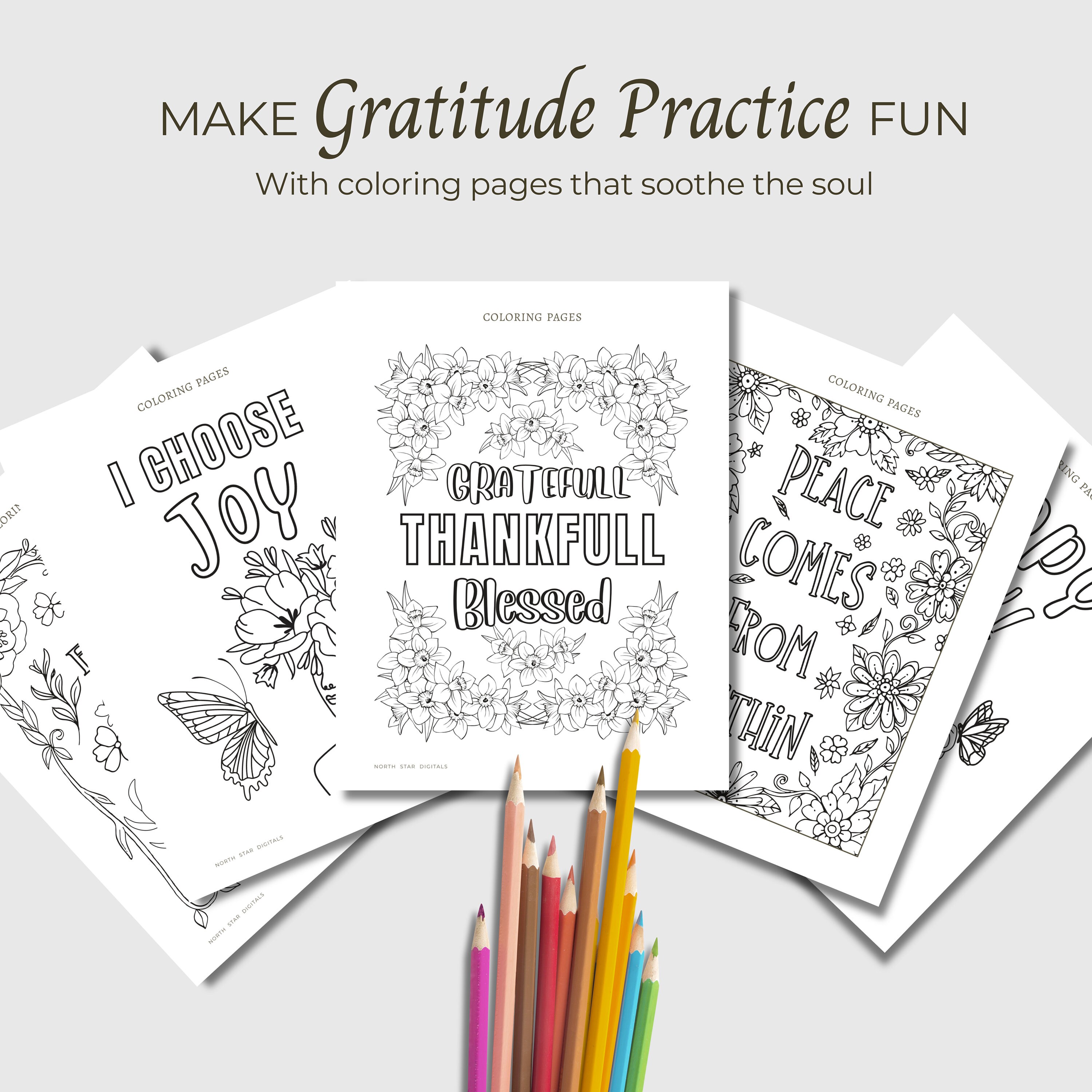 Gratitude Journal Printable Template, Guided Journal Prompts, 5-minute ...