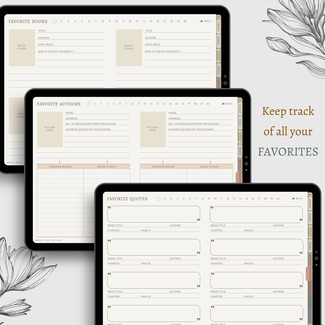 Digital Reading Journal Digital Bookshelf Book Journal - Etsy