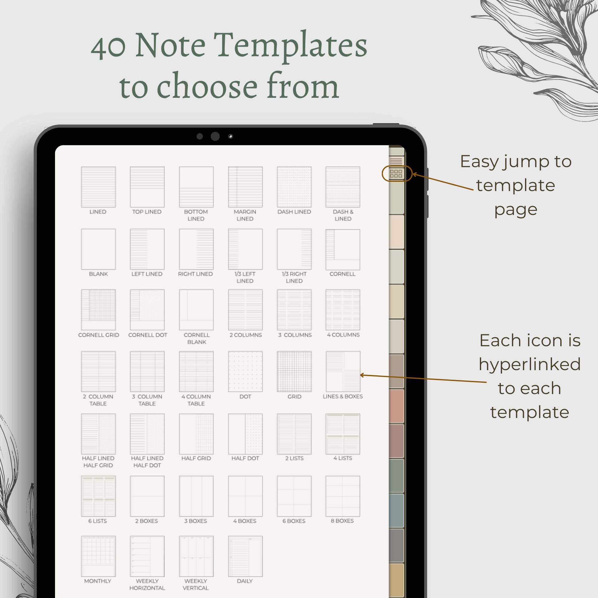 Digital Notebook Vintage Pastel Goodnotes Notebook Template - Etsy