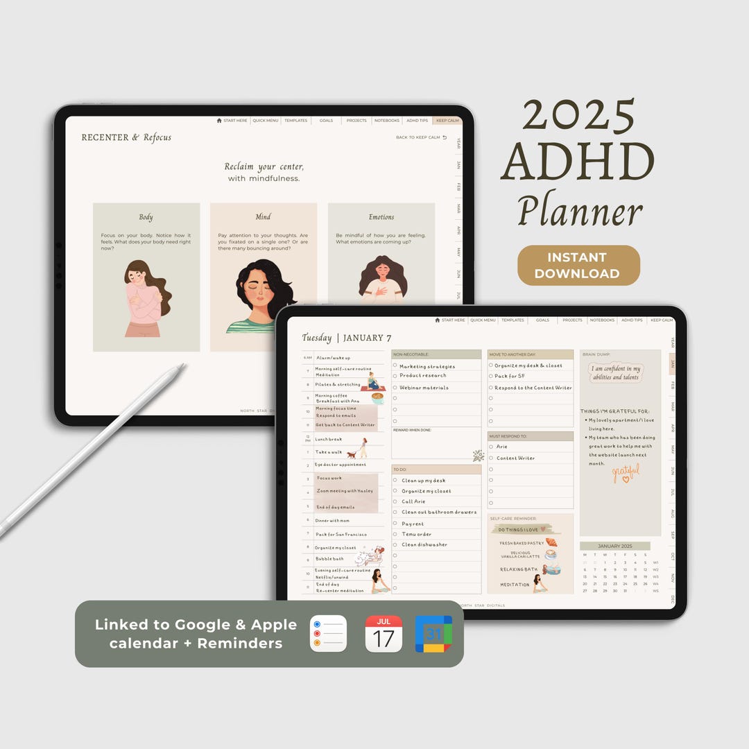 2025 ADHD Digital Planner for Adults, Adhd Monthly Weekly & Daily ...