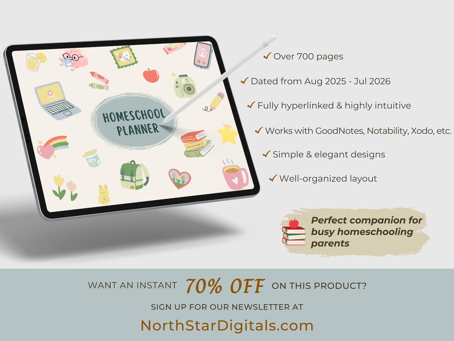 Digital Homeschool Planner 2025 - 2026, K-12, up to 5 Kids, Academic ...