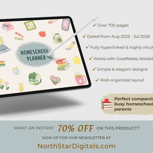 Digital Homeschool Planner 2025 - 2026, K-12, up to 5 Kids, Academic ...