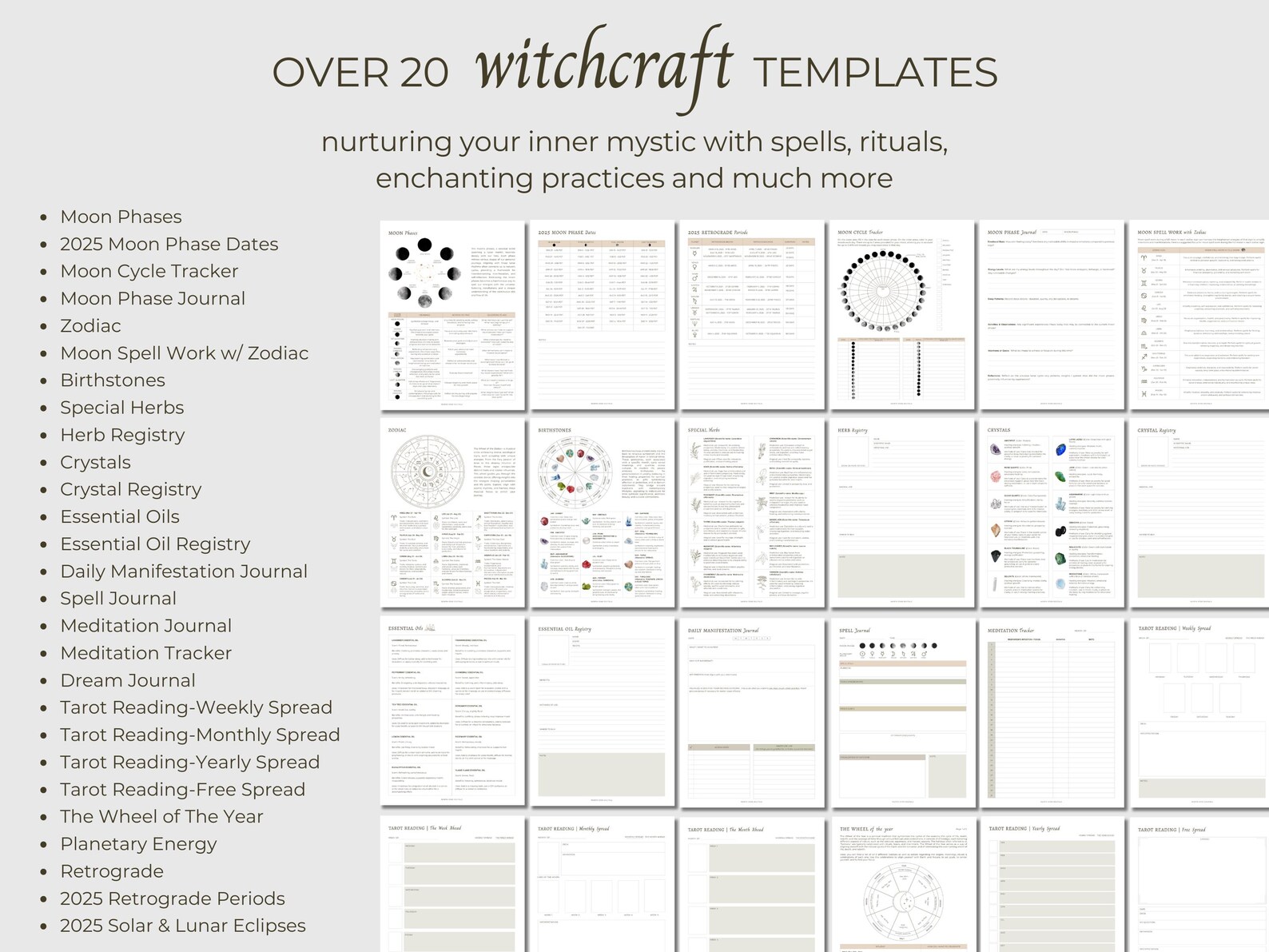 Modern Witch Planner Printable: 2025 Dated & Undated (8.5x11") - Etsy