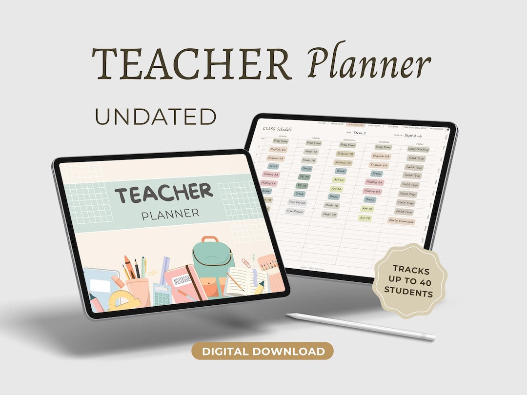 Digital Teacher Planner Undated, Back to School Planner, Academic ...