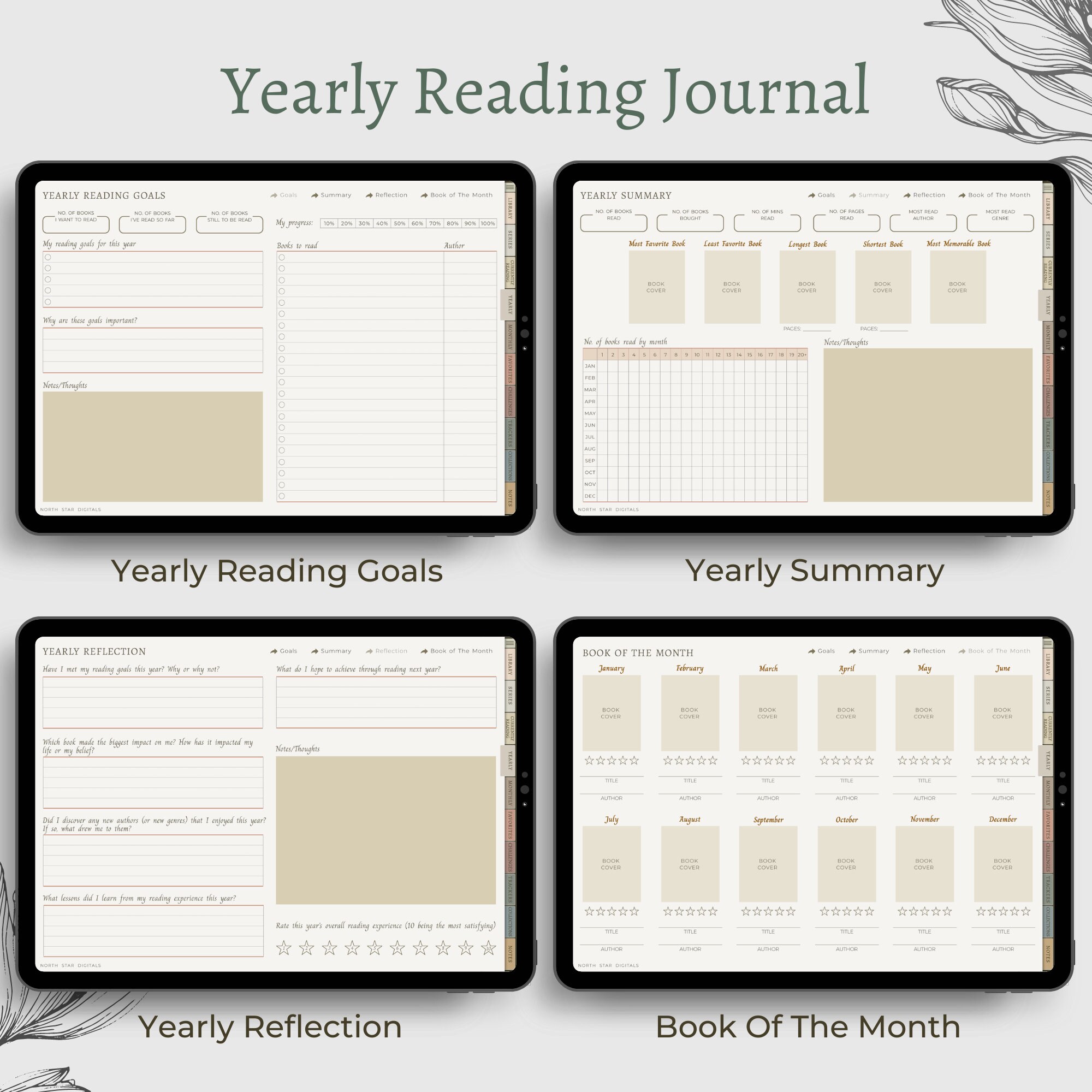 Digital Reading Journal Digital Bookshelf Book Journal - Etsy