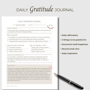 Gratitude Journal Printable Template, Guided Journal Prompts, 5-minute ...