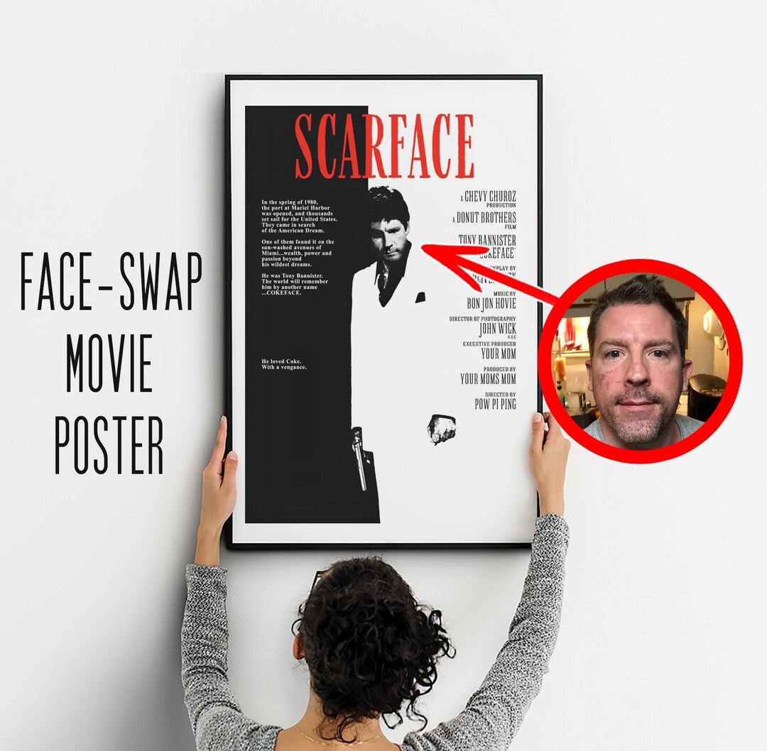 Scarface Premium Face Swap Movie Poster A.I. Action Portrait, Movie ...