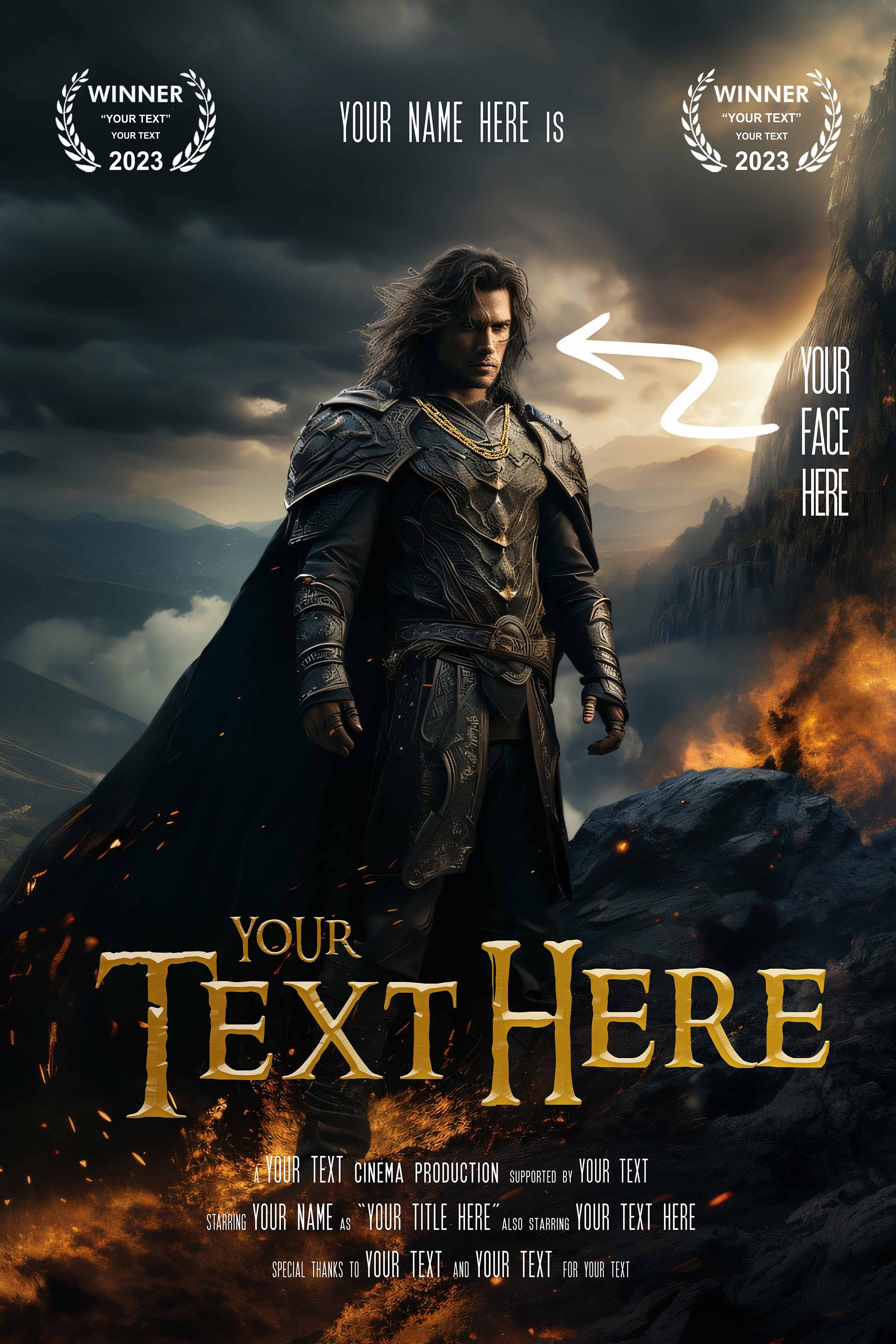 Custom Fantasy Movie Poster - Premium Framed Art or Digital Download - Face Swap, Custom Text ...