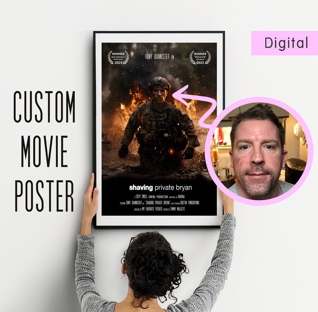 Custom War Movie Poster - Digital Download, Custom Face, Custom Movie ...