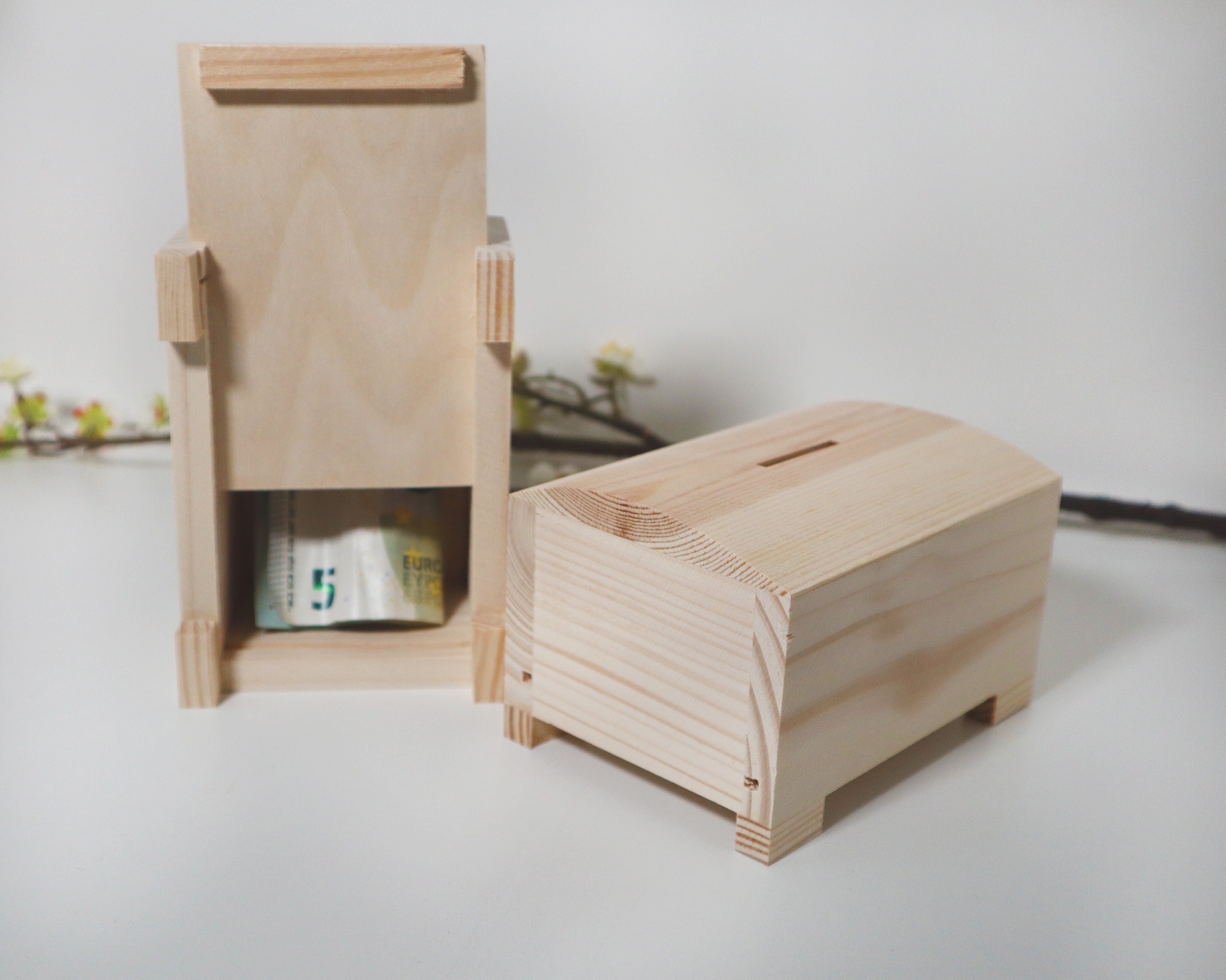 Blank Wooden Money Box, Unfinished Coin Jar, Craft Blank Piggy Bank - Etsy