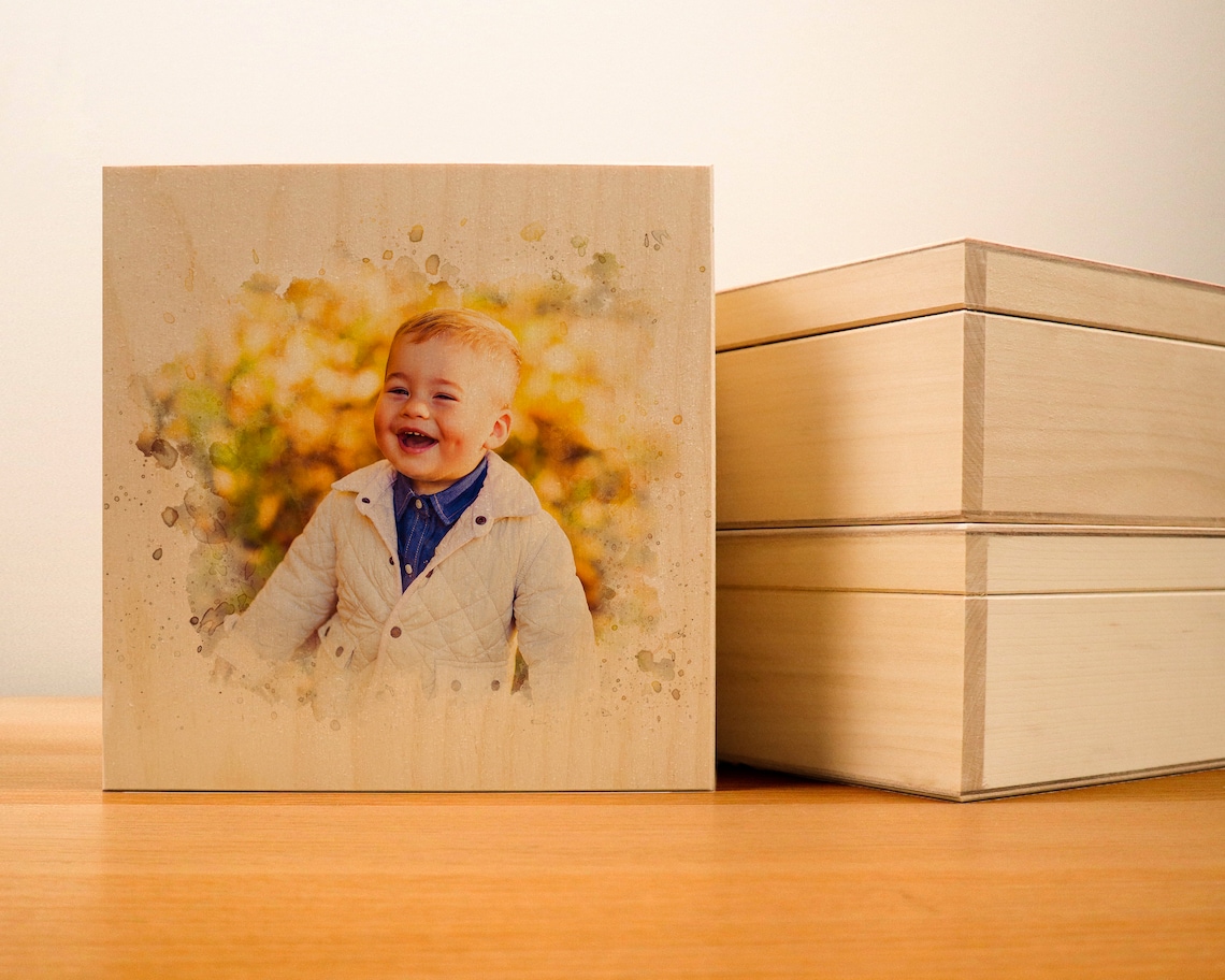 Personalized Wooden Box With Your Photo On, Keepsake Wooden Box Made of ...