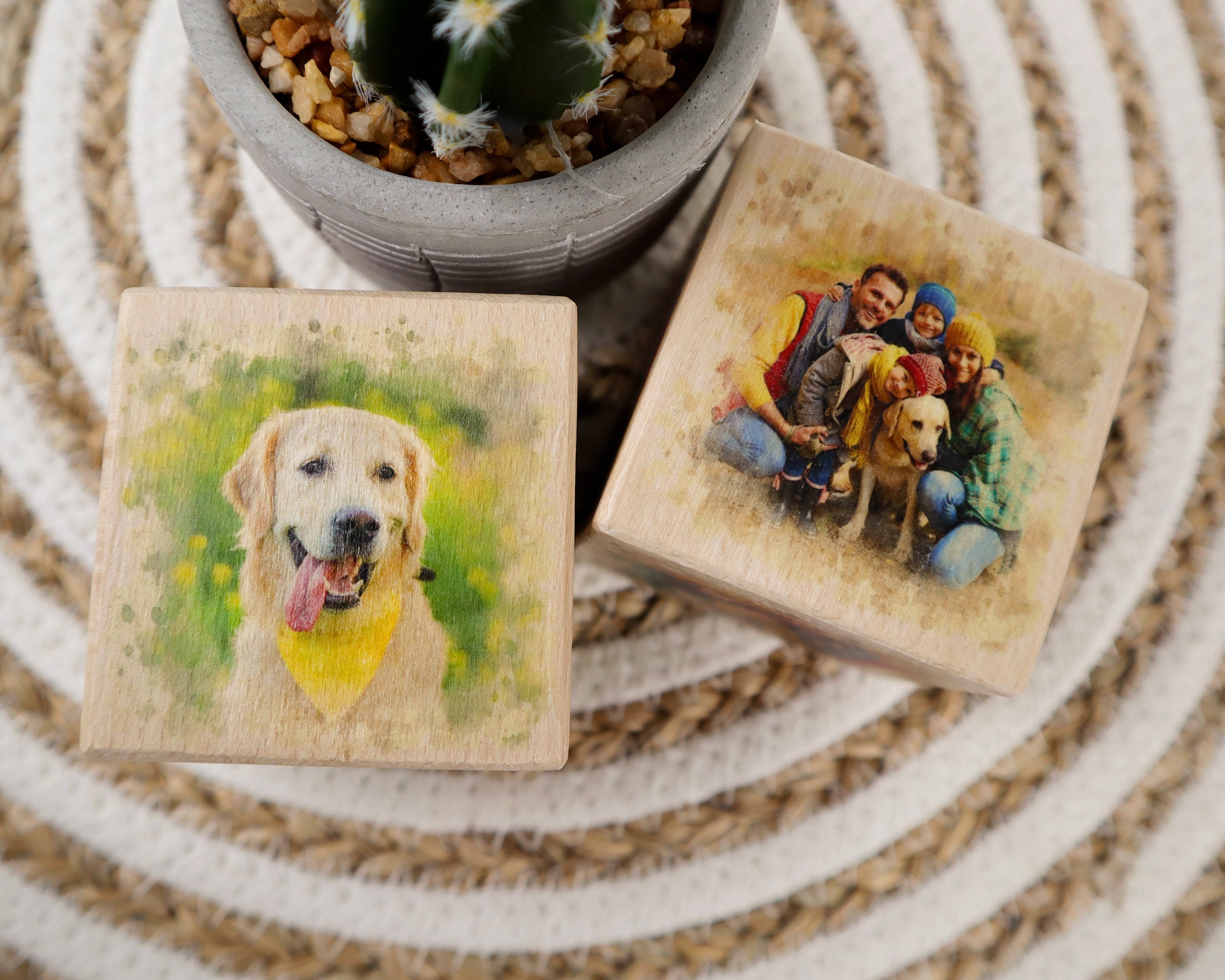 Wooden Photo Cube, Rustic Portraits, Wood Photo Blocks, Custom Photo on ...