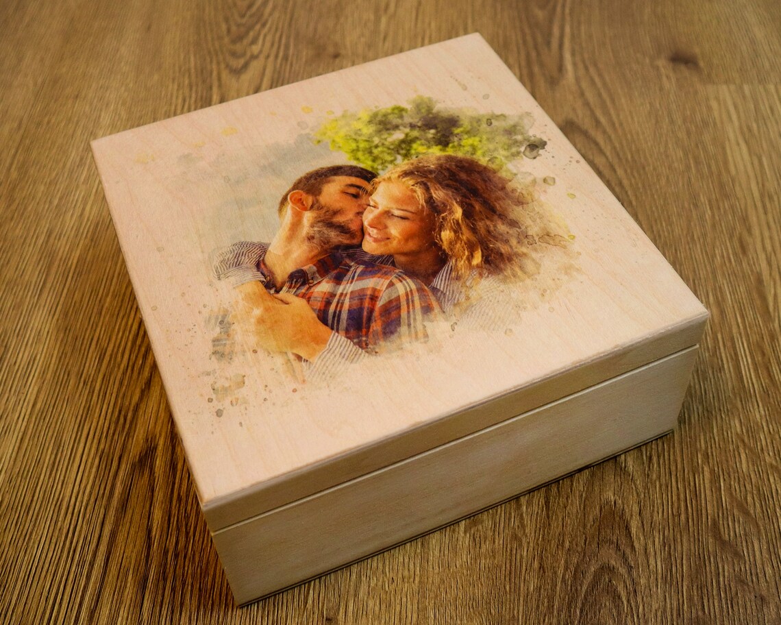 Personalized Wooden Box With Your Photo On, Keepsake Wooden Box Made of ...