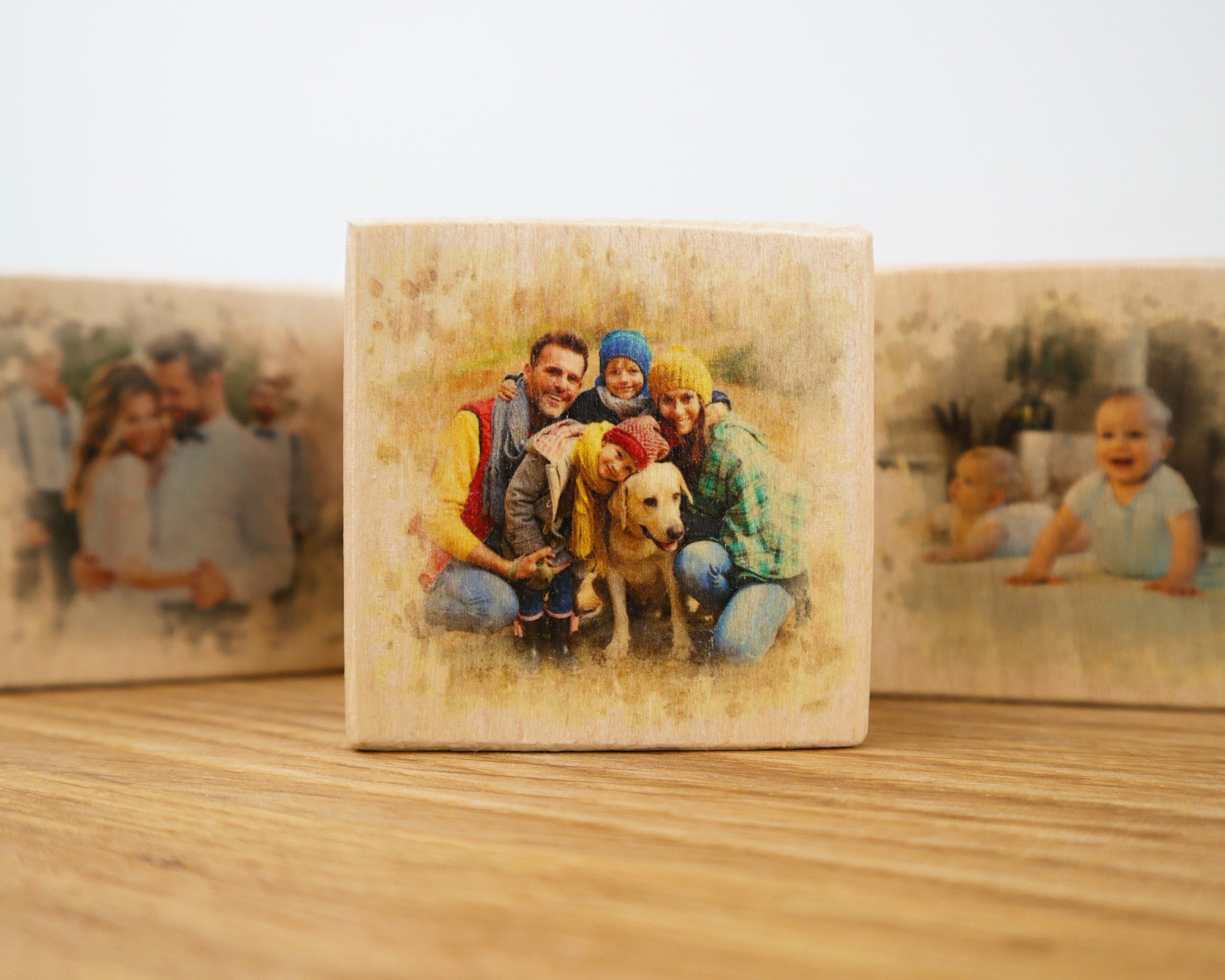 Wooden Photo Cube, Rustic Portraits, Wood Photo Blocks, Custom Photo on ...