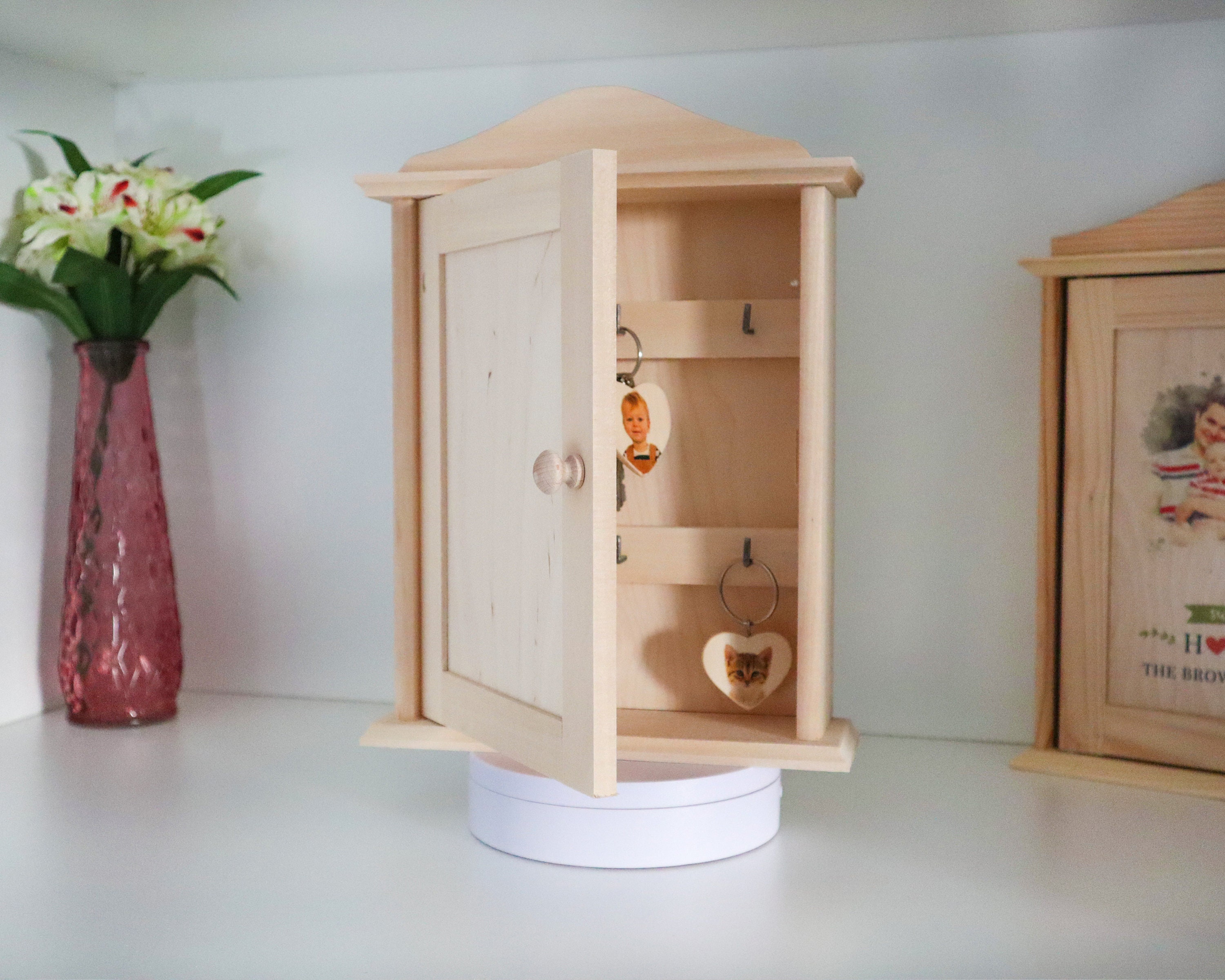 Unfinished Wooden Vertical Key Holder for Wall, Key Hanger, Wood Key ...