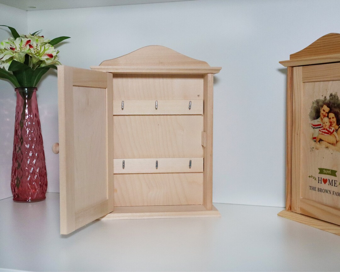 Unfinished Wooden Vertical Key Holder for Wall, Key Hanger, Wood Key ...