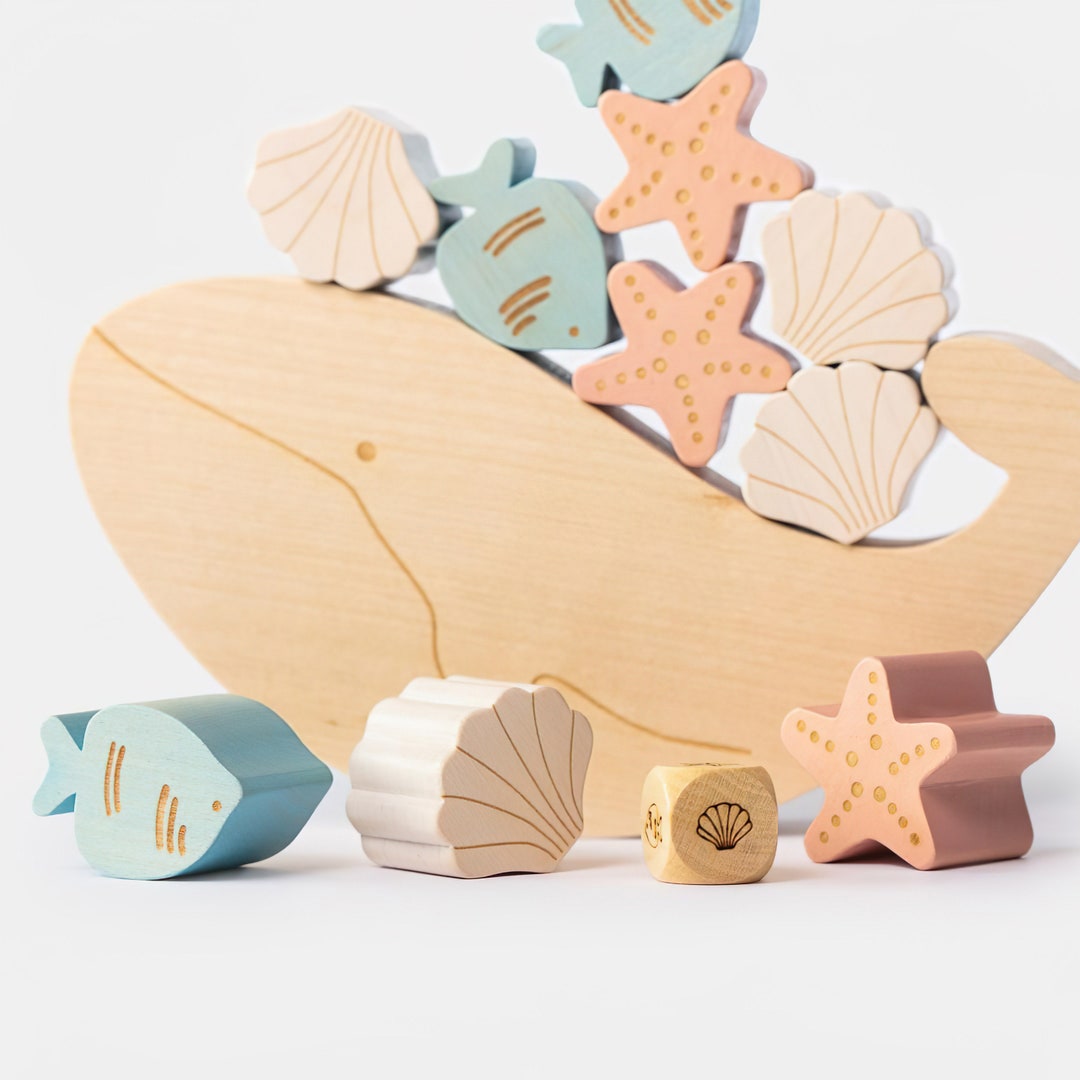 Wooden Balance Toy, Montessori Toys, Whale Stacking Toy, Balancing Toy ...