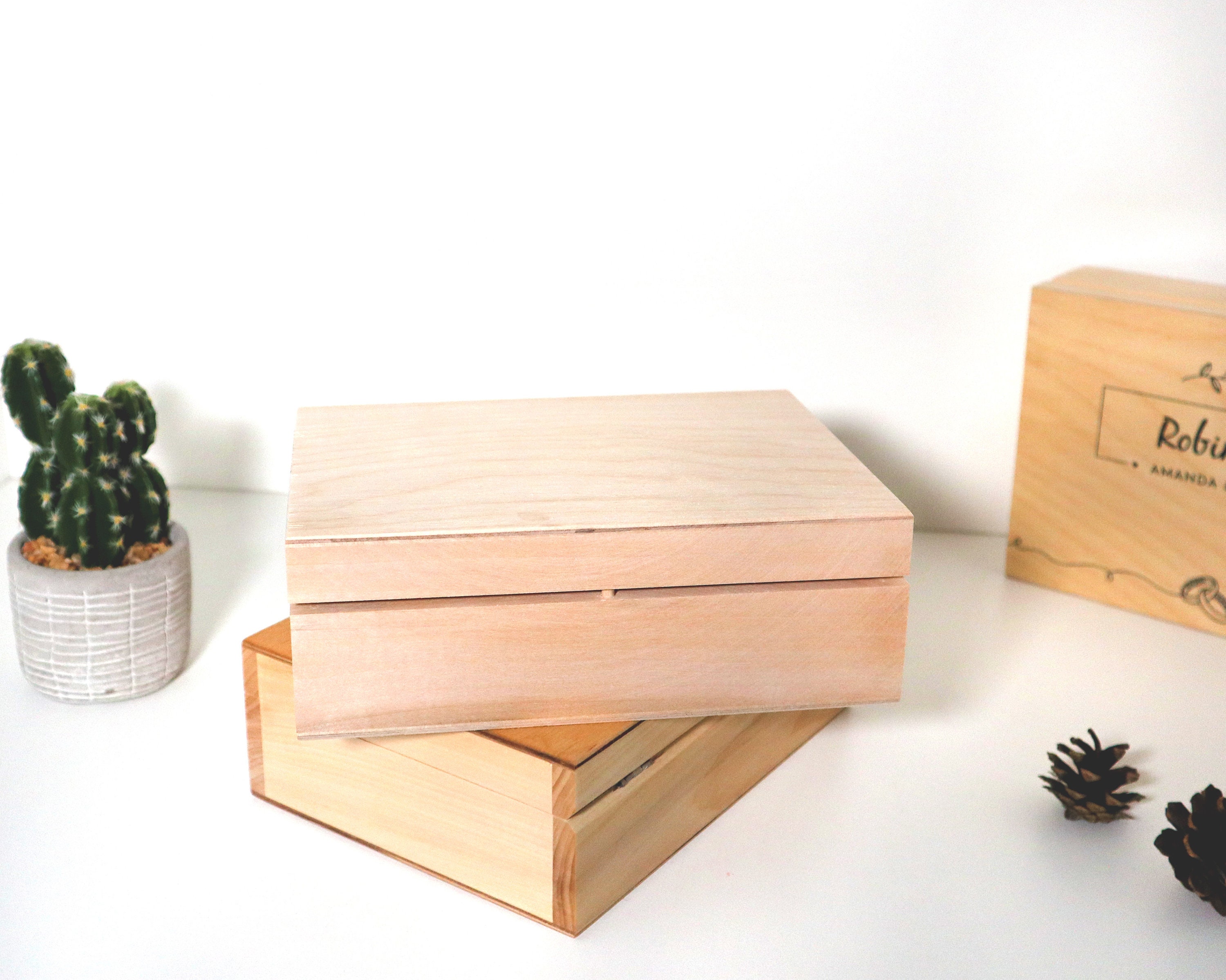 Wooden Box, Unfinished Wood Box, Decorative Book Box, Box Storage, DIY ...