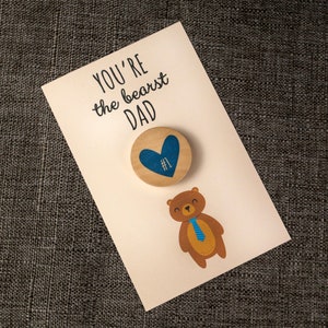 Card for Super Dad With Wooden Token. Dad Gift From Daughter. Father's ...