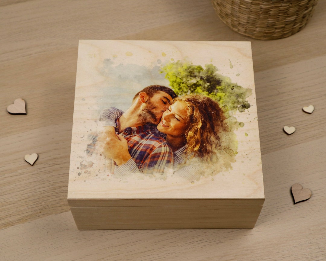 Personalized Wooden Box With Your Photo On, Keepsake Wooden Box Made of ...