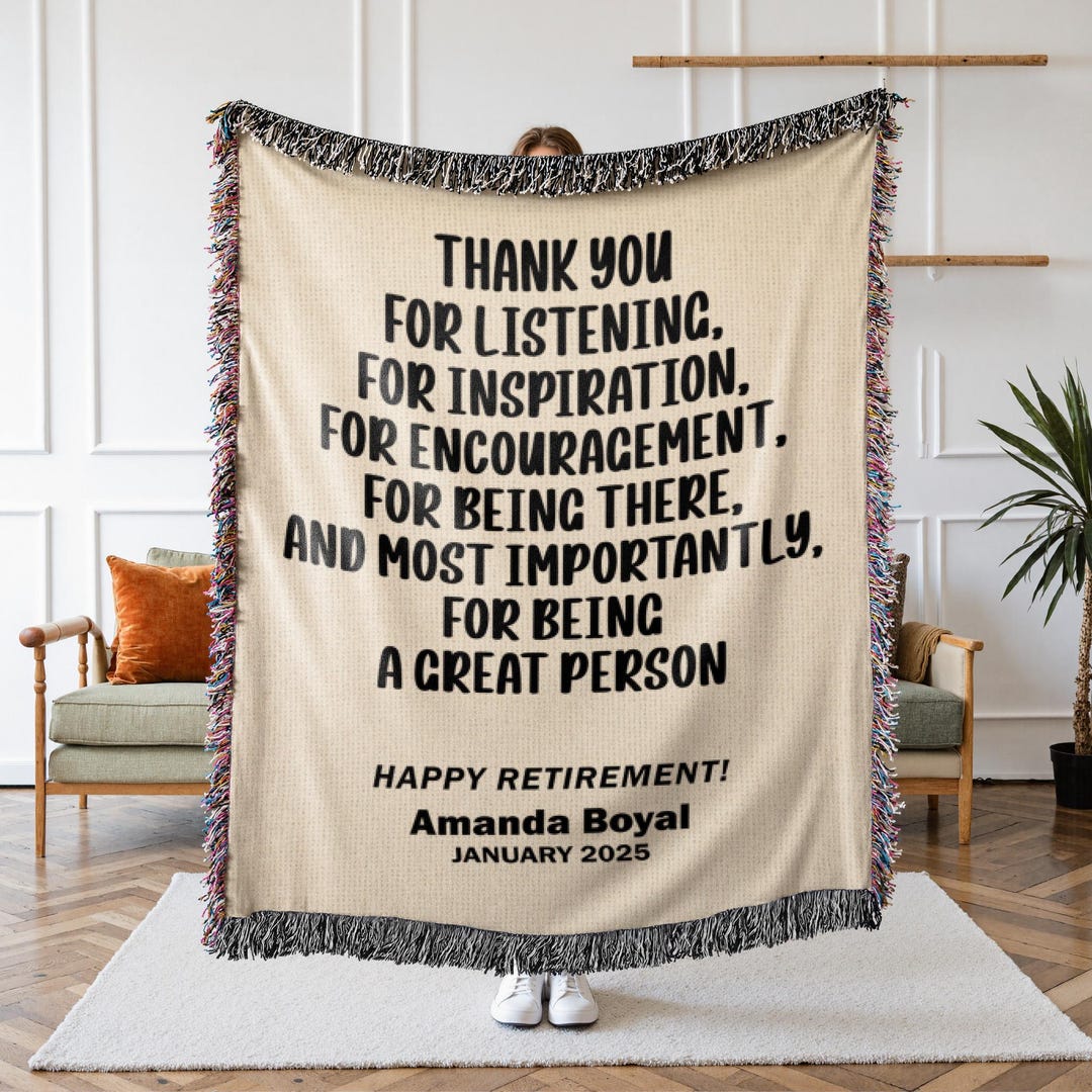 Personalized Thank You Woven Throw With Name, 100% Cotton, Custom ...
