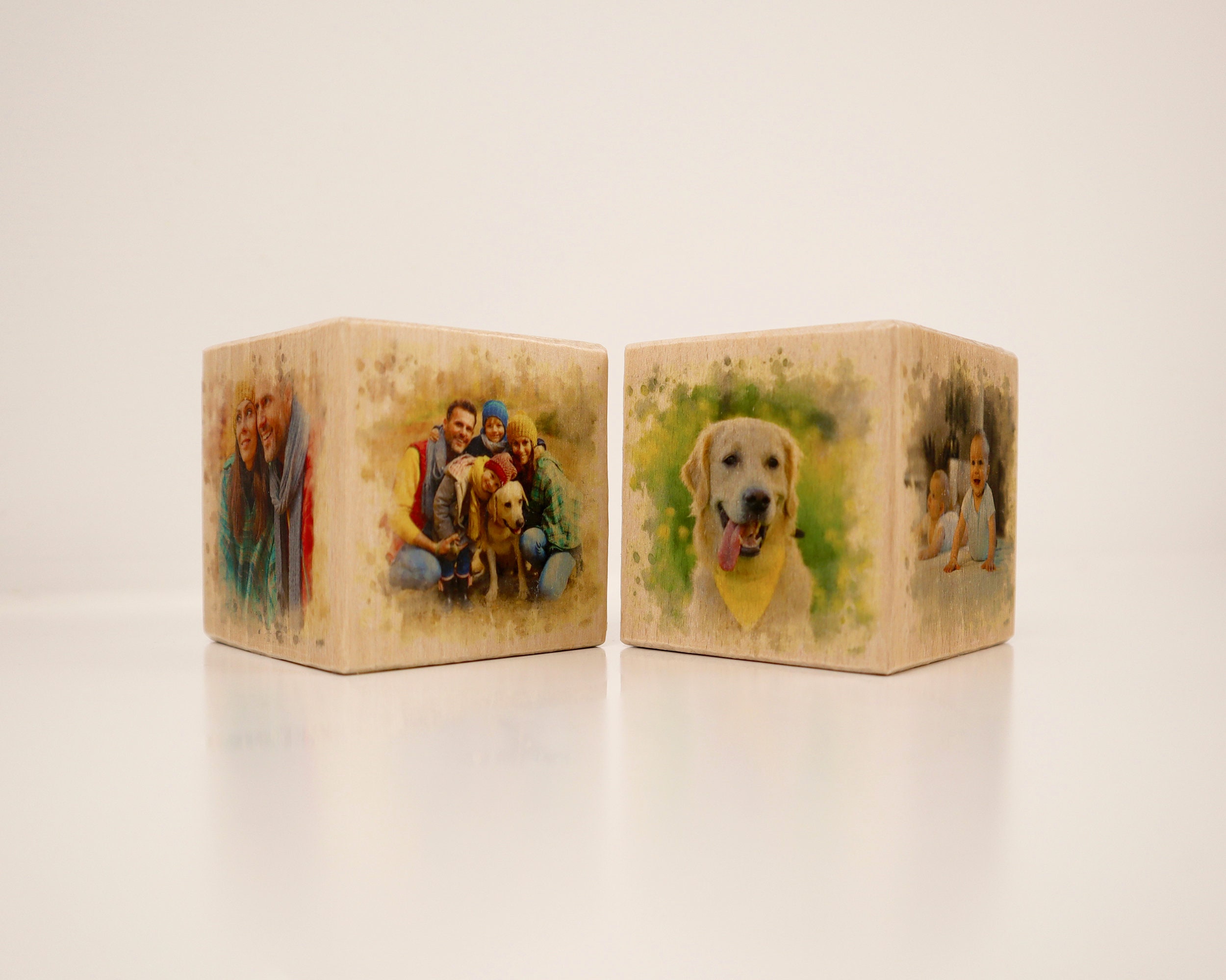 Wooden Photo Cube, Rustic Portraits, Wood Photo Blocks, Custom Photo on ...