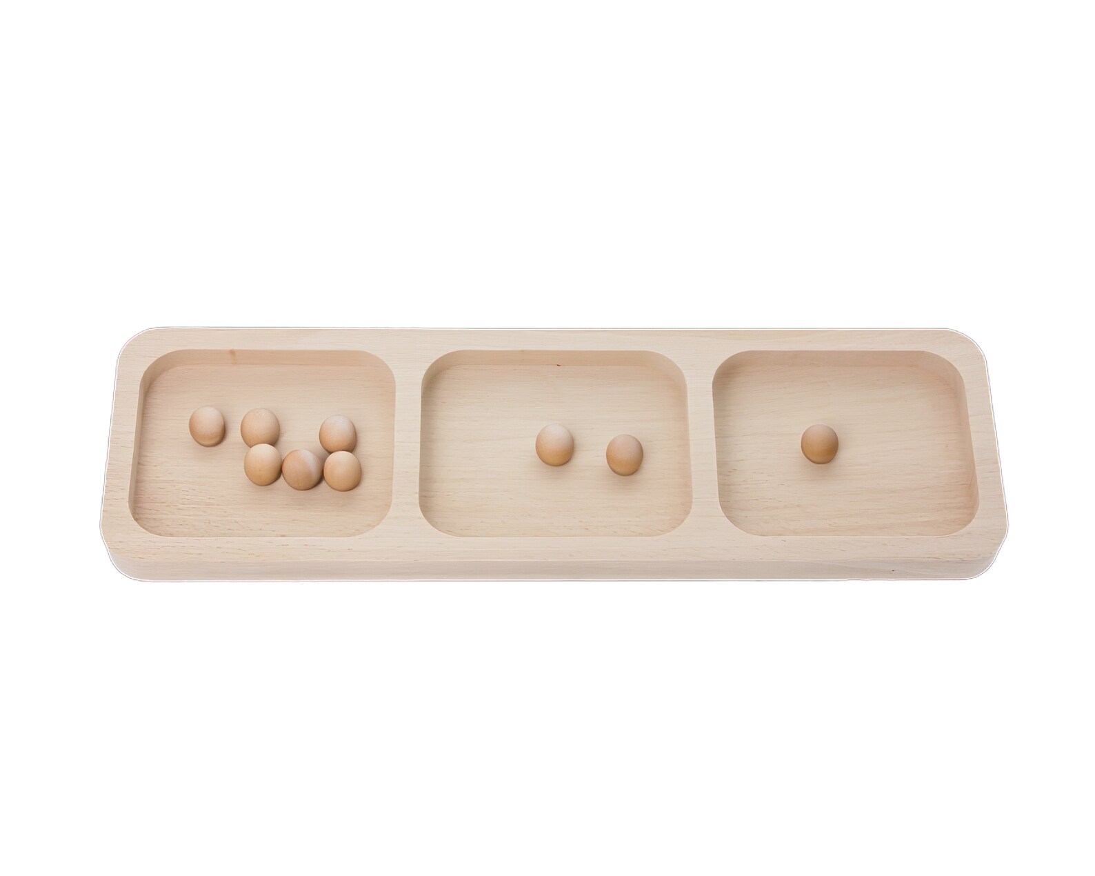Wooden Sorting Tray, Tray With Compartments, Montessori Tray, Wooden ...