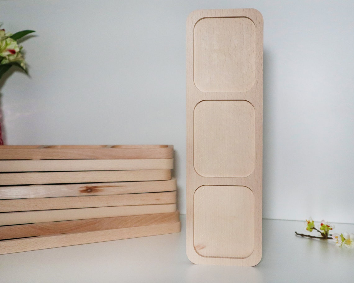 Wooden Sorting Tray, Tray With Compartments, Montessori Tray, Wooden ...
