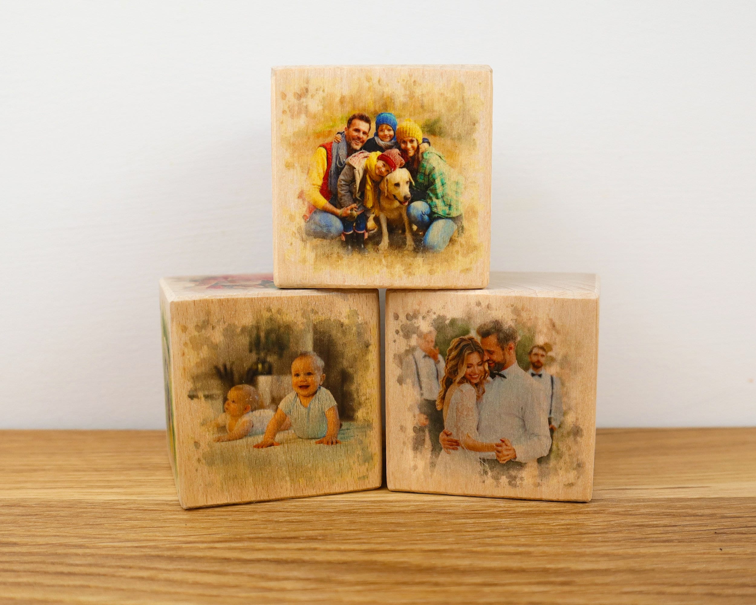 Wooden Photo Cube, Rustic Portraits, Wood Photo Blocks, Custom Photo on ...