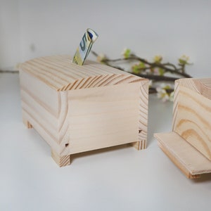 Blank Wooden Money Box, Unfinished Coin Jar, Craft Blank Piggy Bank - Etsy
