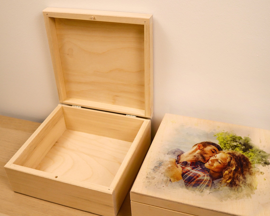 Personalized Wooden Box With Your Photo On, Keepsake Wooden Box Made of ...