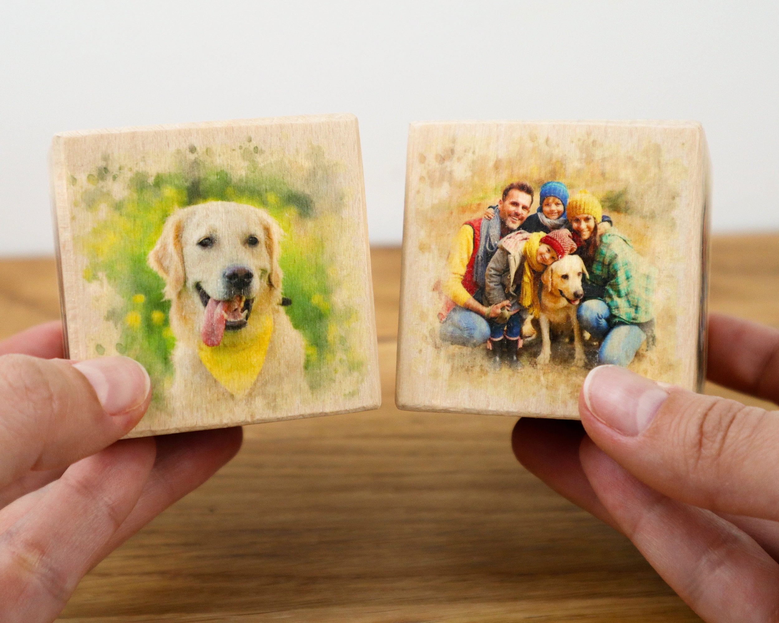 Wooden Photo Cube, Rustic Portraits, Wood Photo Blocks, Custom Photo on ...