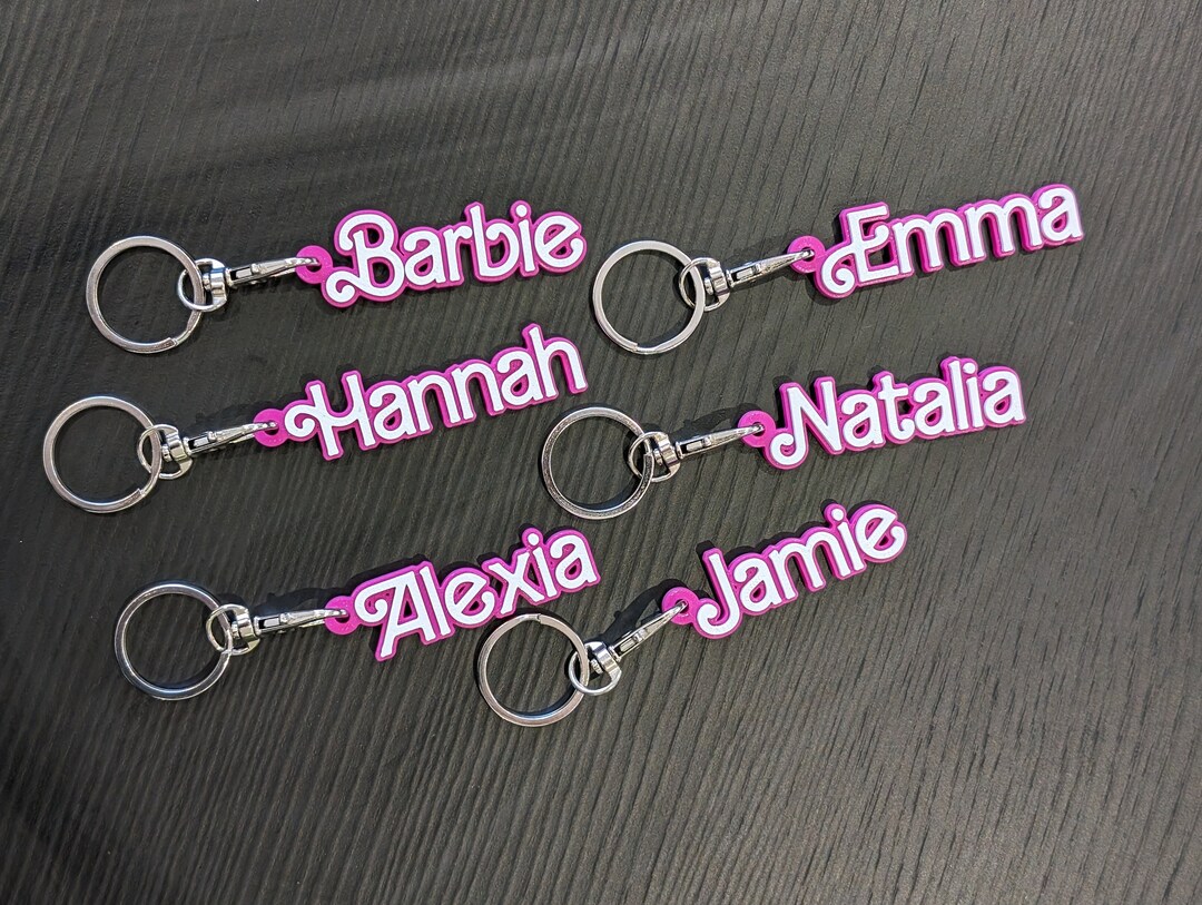 Personalised Barbie Style Name Keychain - Custom Glamour Keyring Gift ...