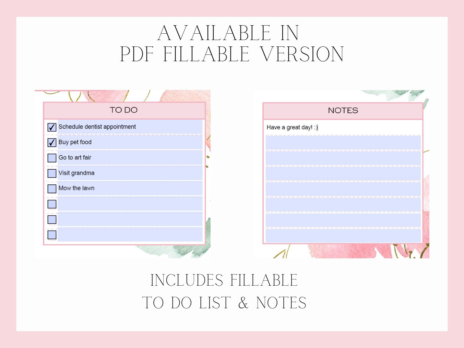 2023-2024 Monthly Printable Digital Calendar Watercolor Flower Design ...