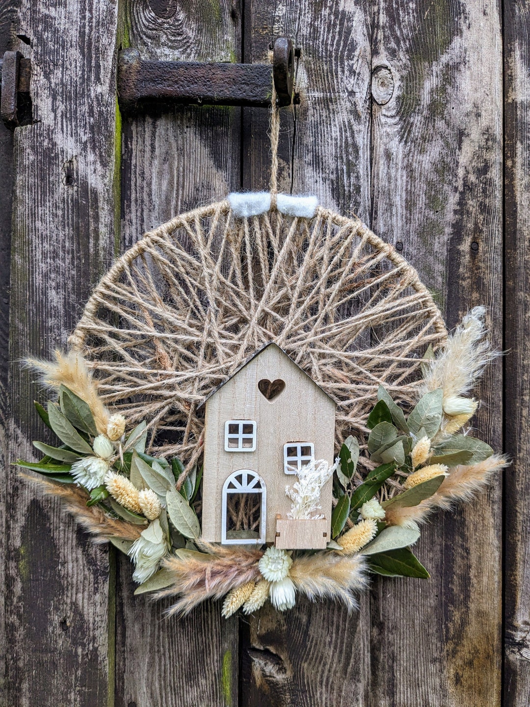 Hoop, Loop, Kranz, Häuschen, Natur, Türkranz, Trockenblumen - Etsy.de