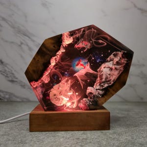 Space Galaxy Lamp Made of Resin and Wood, Space Night Lights, Epoxy ...